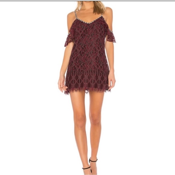 NBD | Dresses | Revolve X Nbd Maroon Lace Chance Mini Dress Xs | Poshmark